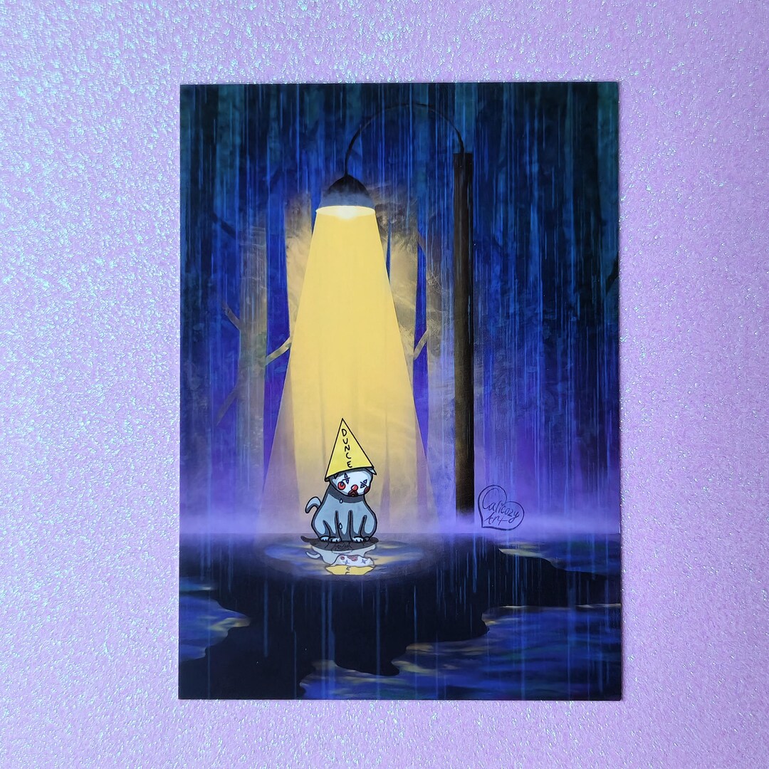 Sad Dunce Clown Cat Crying in the Rain Art Print - Etsy