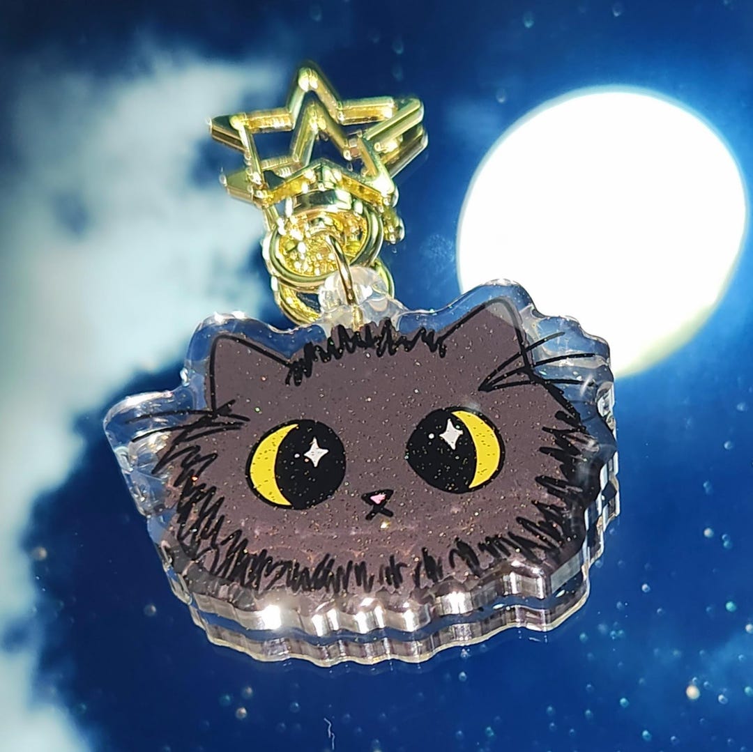 Black Fluffy Kitty Cat Keychain - Etsy