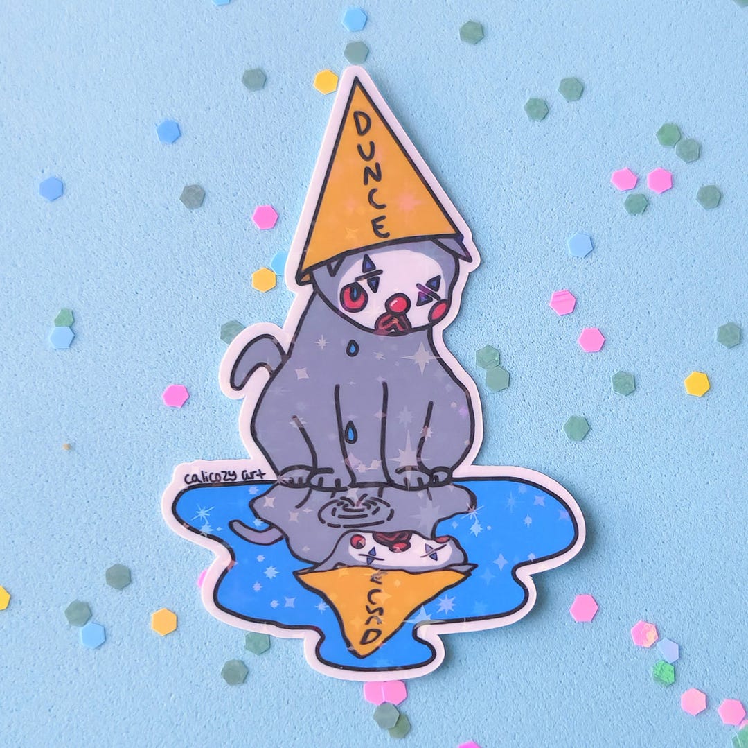 Sad Dunce Clown Cat Sticker - Etsy