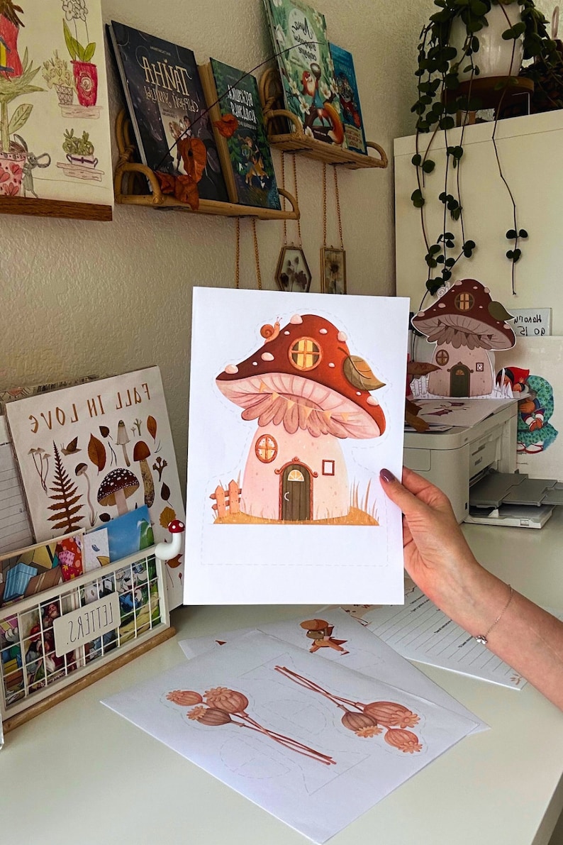 Mushroom Hous Printable Game, Halloween House, Halloween Paper Game ...