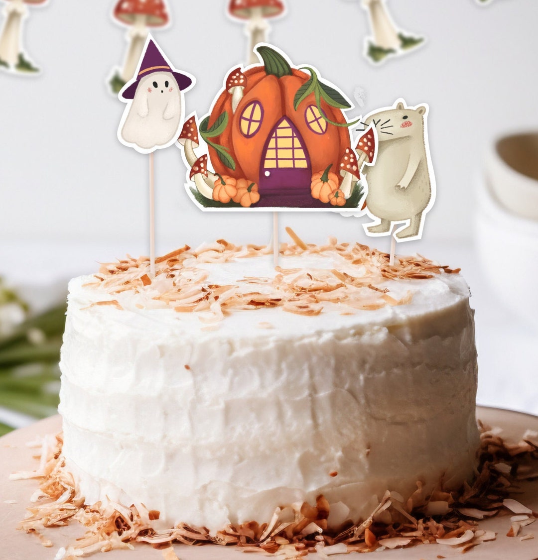 Halloween Cake Topper, Ghost Cake Topper, Mushroom Topper, Capybara ...