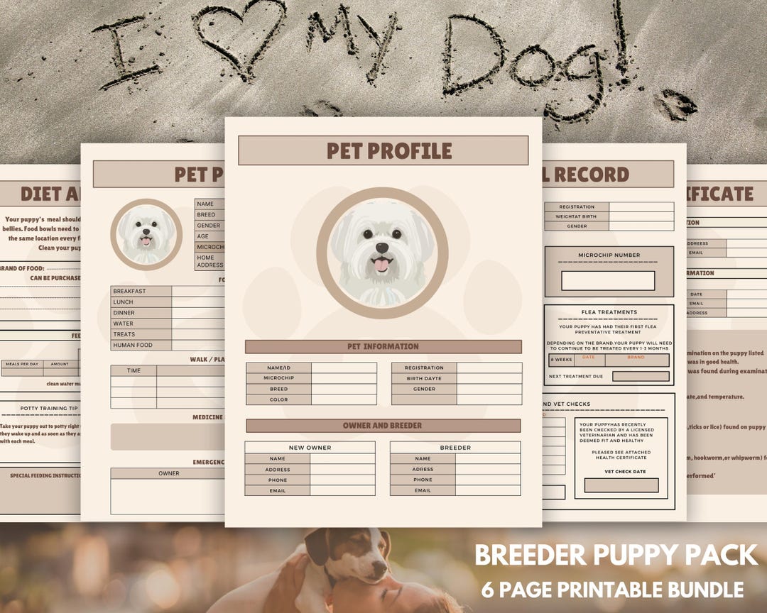 Fillable Breeder Puppy Pack, Dog Breeder Records, Dog Breeder Forms ...