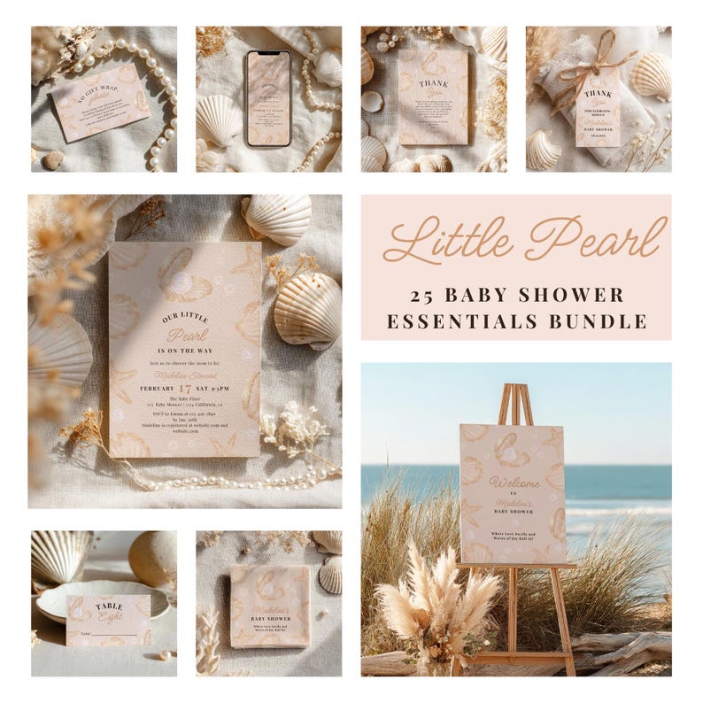 Little Pearl Baby Shower Bundle : Games, Signs, Invitations & More ...