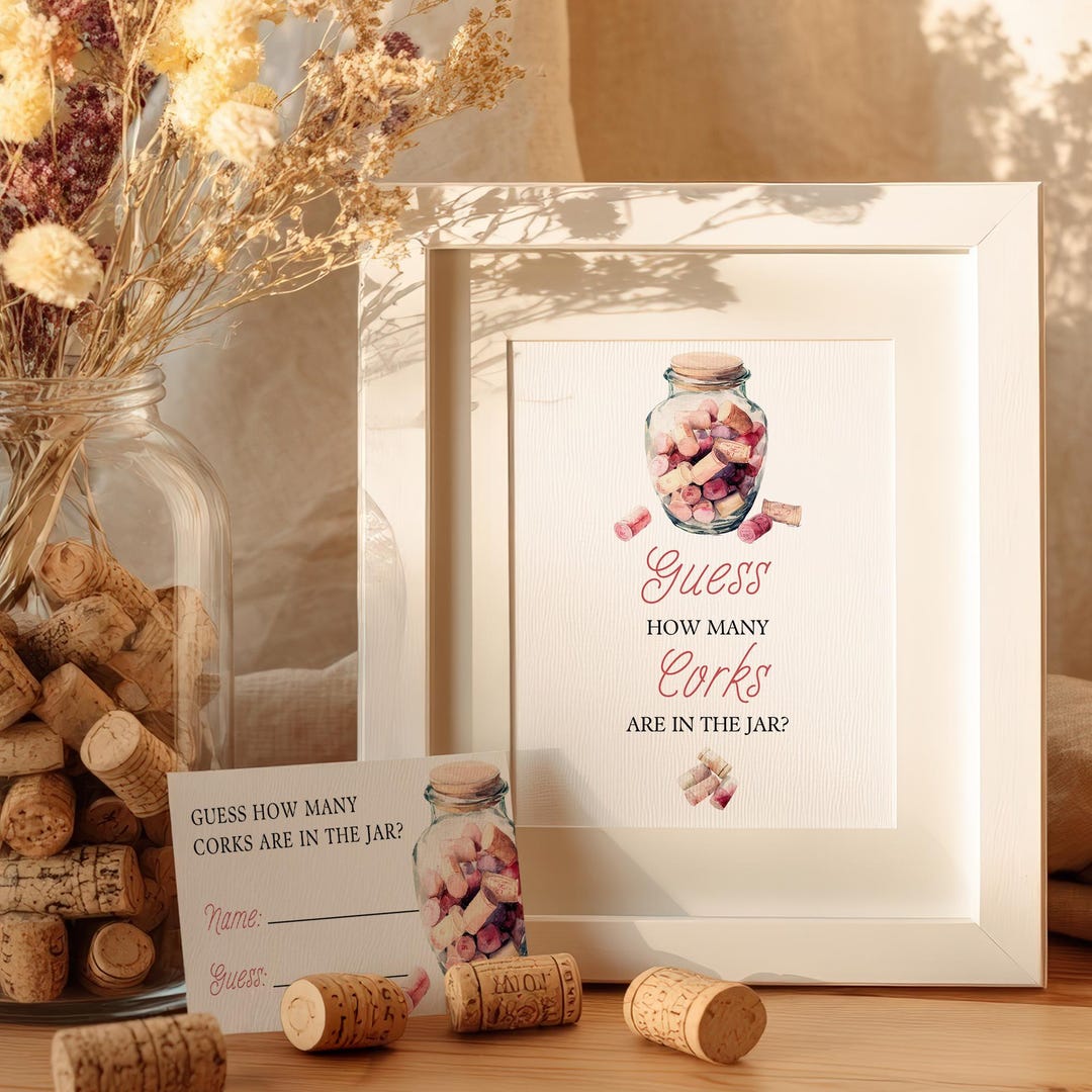 Printable Guess How Many Corks Are in the Jar Game | Bridal Shower Sign ...