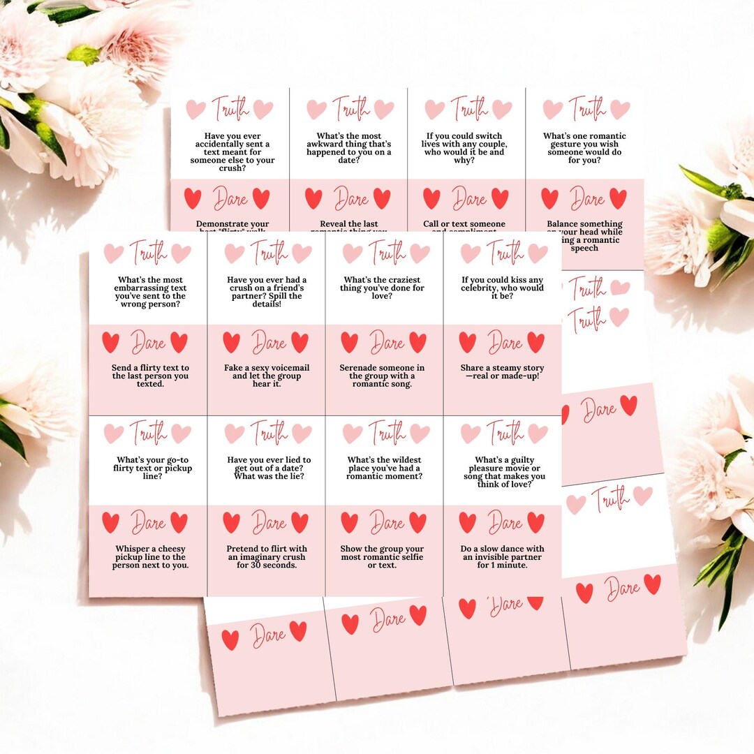 Printable Galentine's Day Truth or Dare Game ,editable and Blank ...