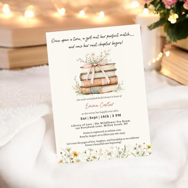 Printable A New Chapter Bridal Shower Invitation – Editable Storybook ...