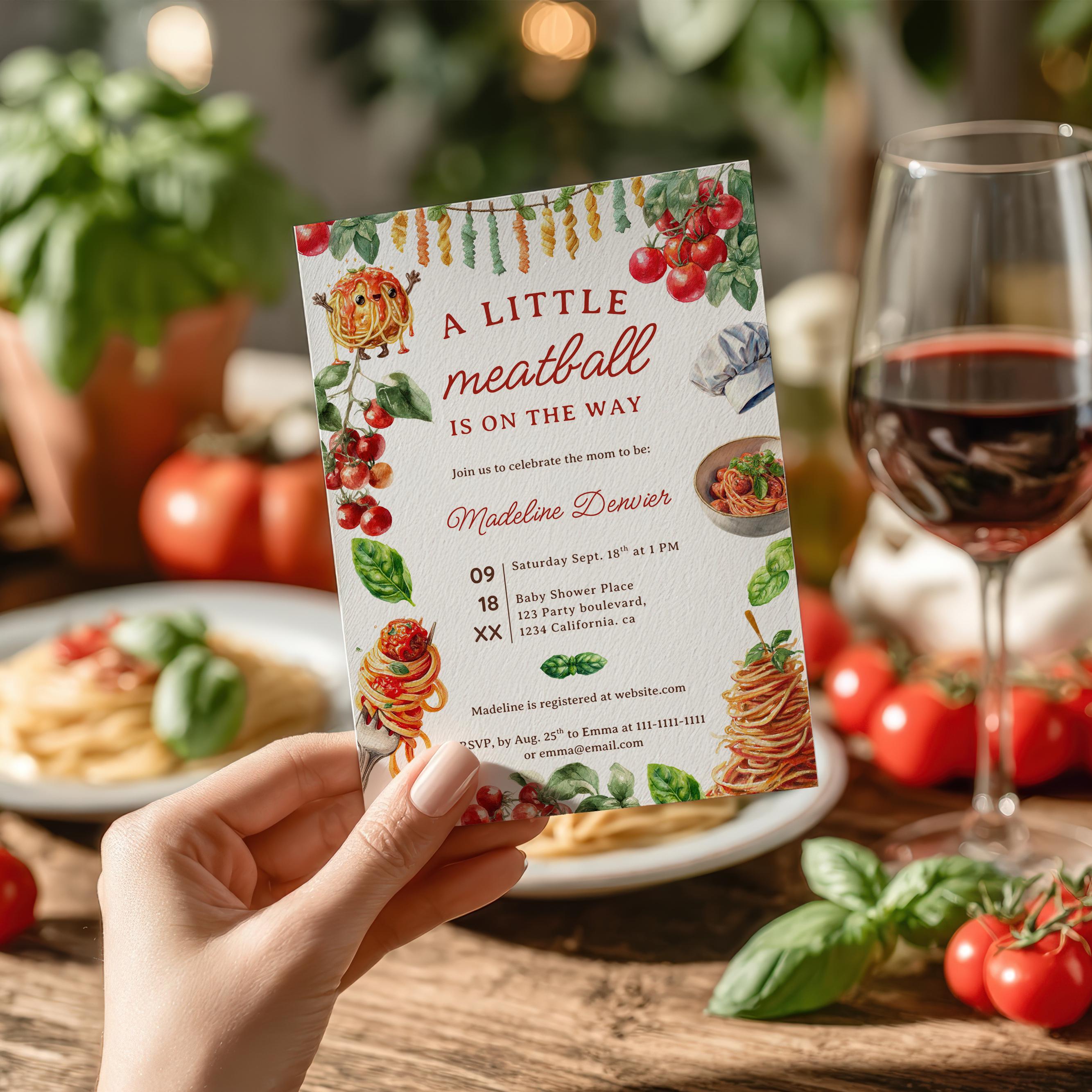 Little Meatball Baby Shower Mini Bundle: Italian Pasta Invitation ...