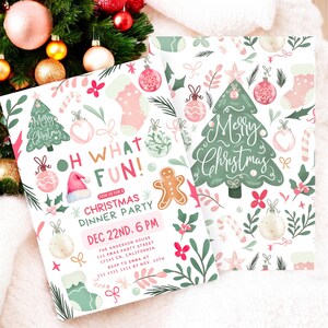 Oh What Fun Christmas Printable Invitation: Pink Christmas Whimsical ...