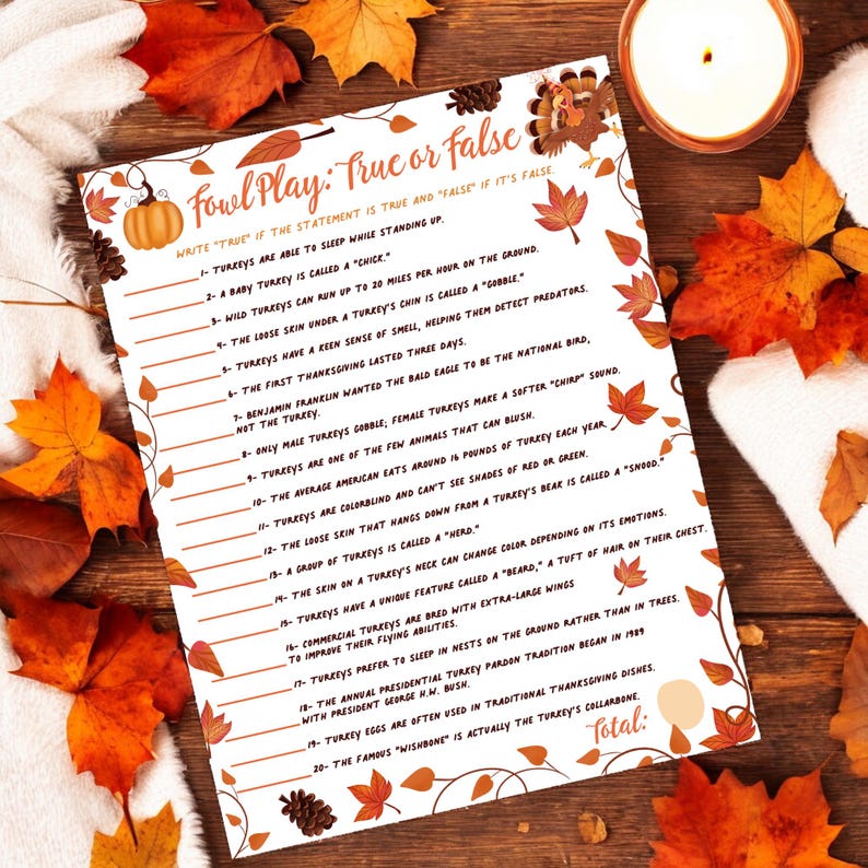 Fowl Play: True or False Thanksgiving Game – Fun Turkey Trivia for ...