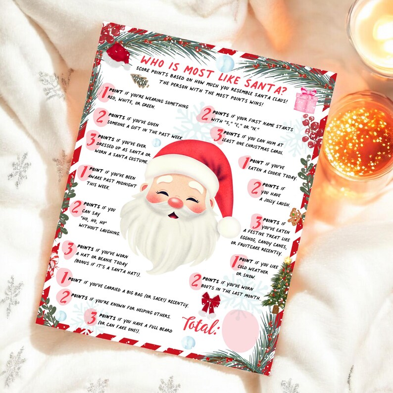 Who is Most Like Santa? Christmas Party Game Printable, Fun Office - Etsy