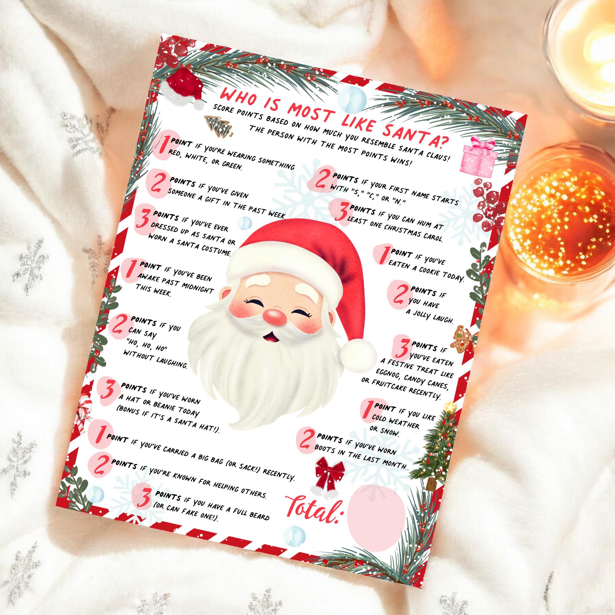 Who is Most Like Santa? Christmas Party Game Printable, Festive ...