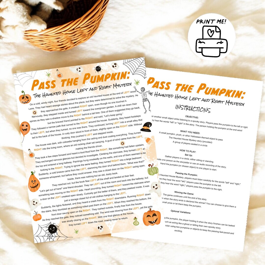Pass the Pumpkin Game: Fun Halloween Left-right Party Game Printable ...