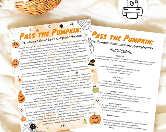Pass the Pumpkin Game: Fun Halloween Left-right Party Game Printable ...