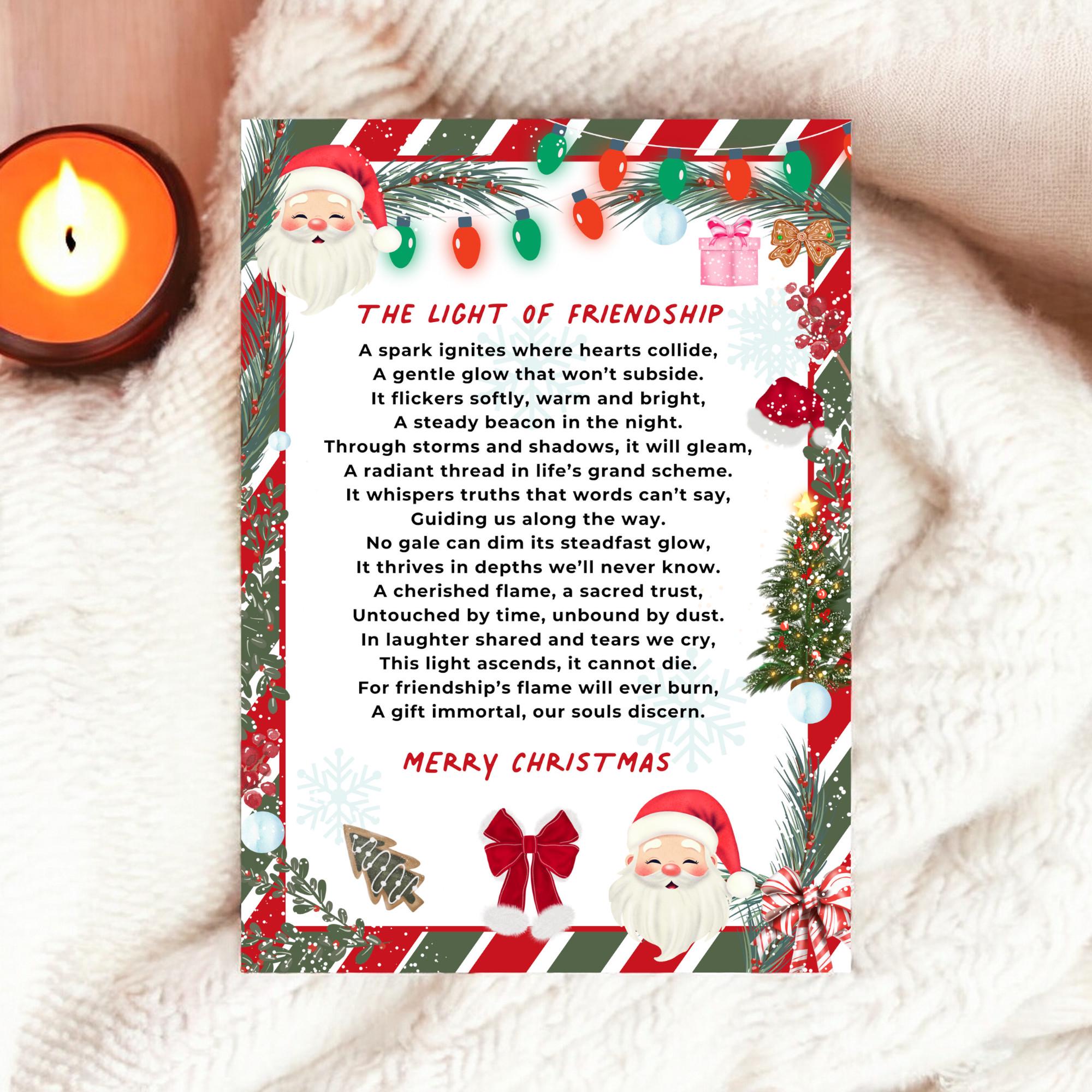 Light of Friendship Christmas Poem Printable: Festive Ready-to-print ...