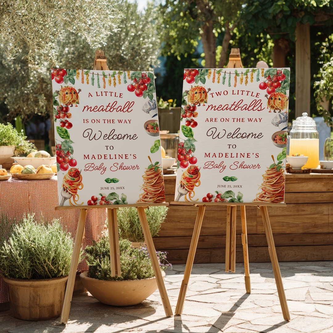 Little Meatball Baby Shower Welcome Sign: Italian Pasta Gender Neutral ...