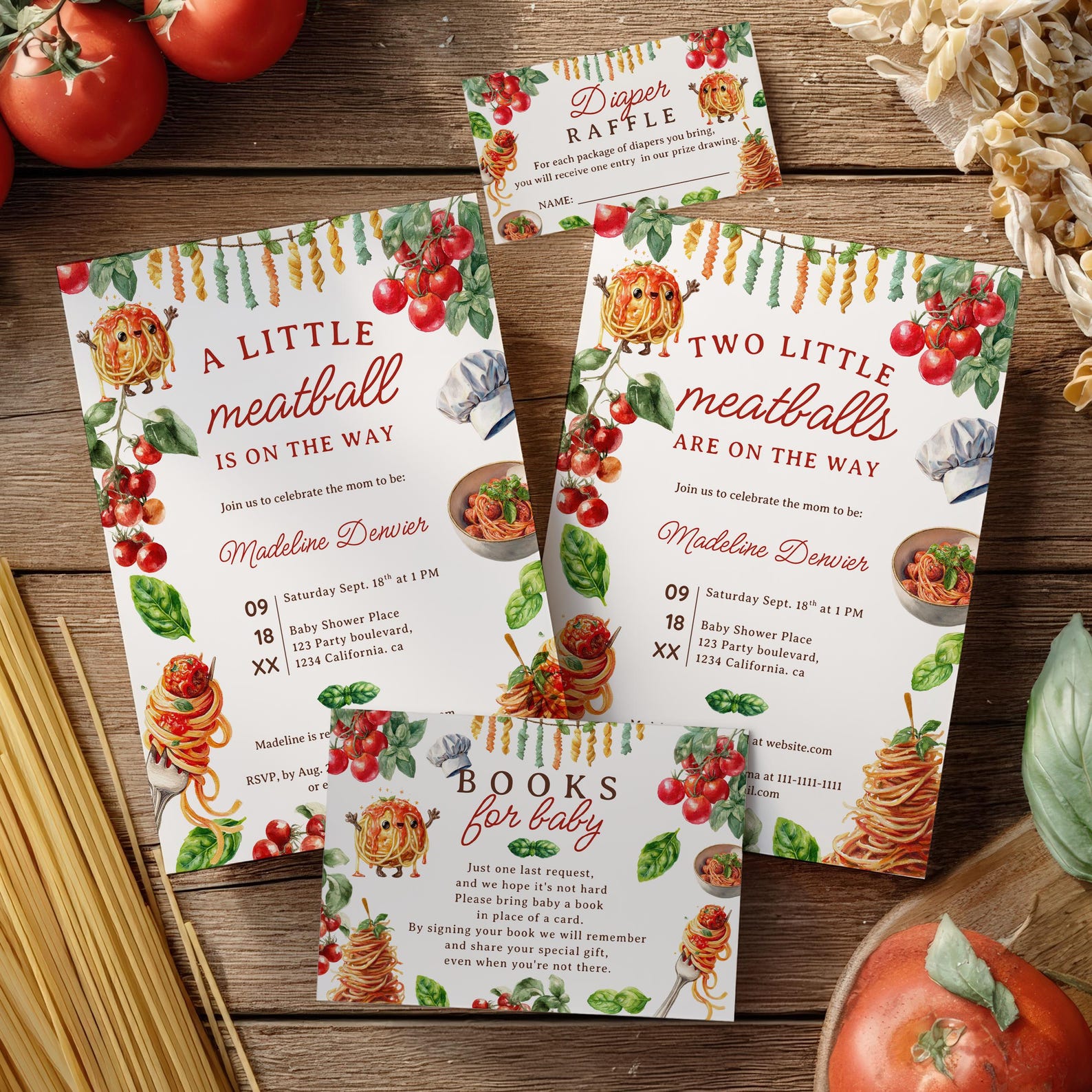 Little Meatball Baby Shower Mini Bundle: Italian Pasta Invitation ...