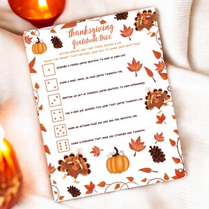 4 Thanksgiving Gratitude Dice Game: Printable Kids Adults Family ...