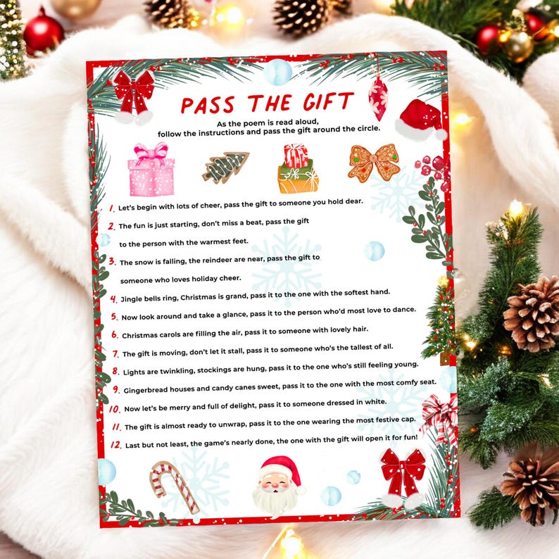 Pass the Gift Christmas 3 Games Printable: Holiday Party Prize, Group ...