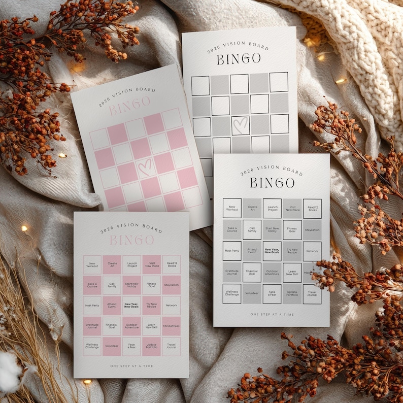 2026 Vision Board Bingo Printable Template: Editable New Year Goals ...