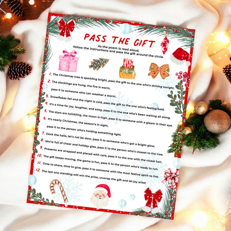 Pass the Gift Christmas 3 Games Printable – Fun Holiday Party Game ...