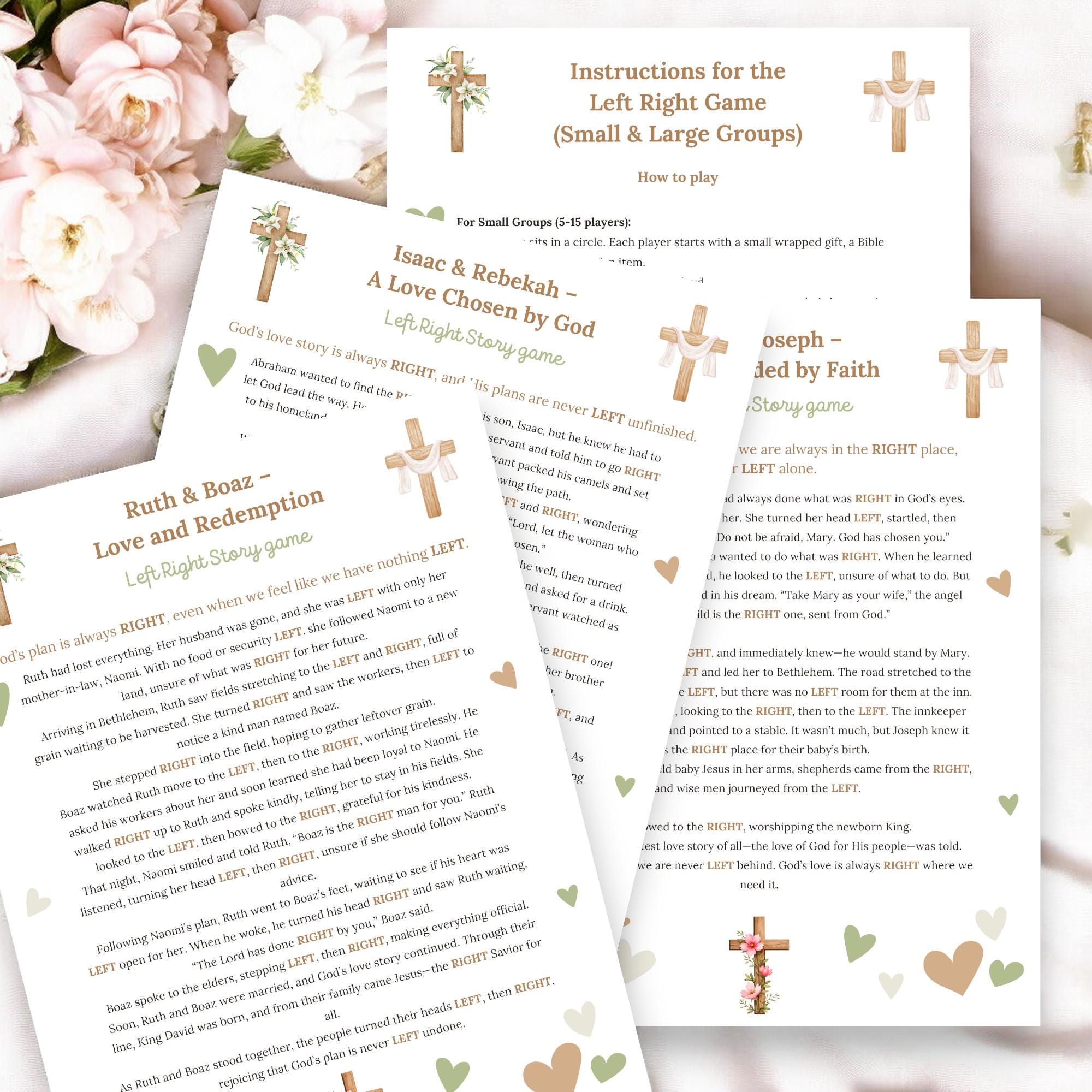 3 Printable Bible Love Story Left Right Games | Printable Christian ...