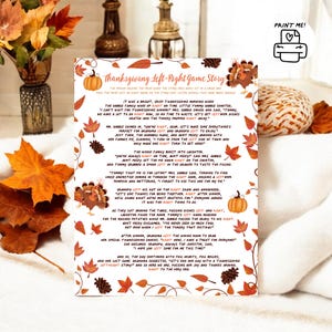 Left Right Story Thanksgiving Game, Turkey Game, Family Friends Party ...