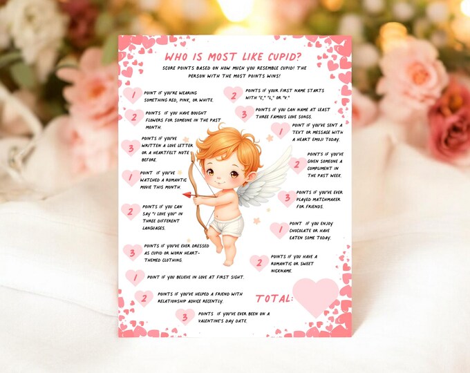 Valentines Game, Who is Most Like Cupid Game, Valentines Activity ...