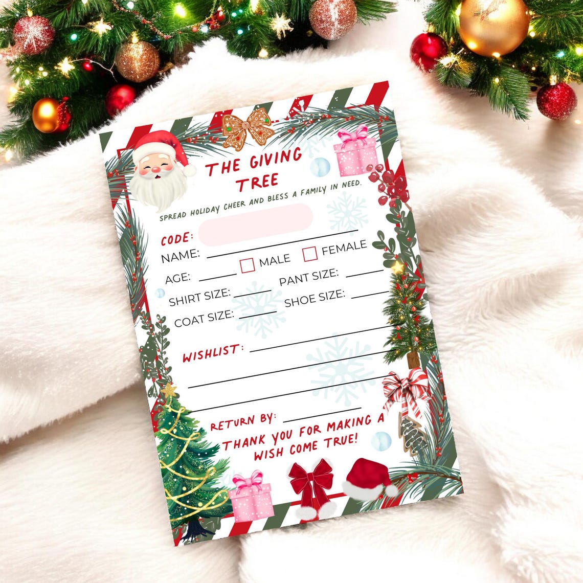 Giving Tree Gift Tag Flyer | Editable Christmas Charity Templates ...