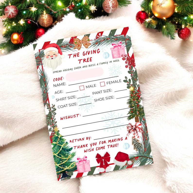 Giving Tree Gift Tag Flyer | Editable Christmas Charity Templates ...