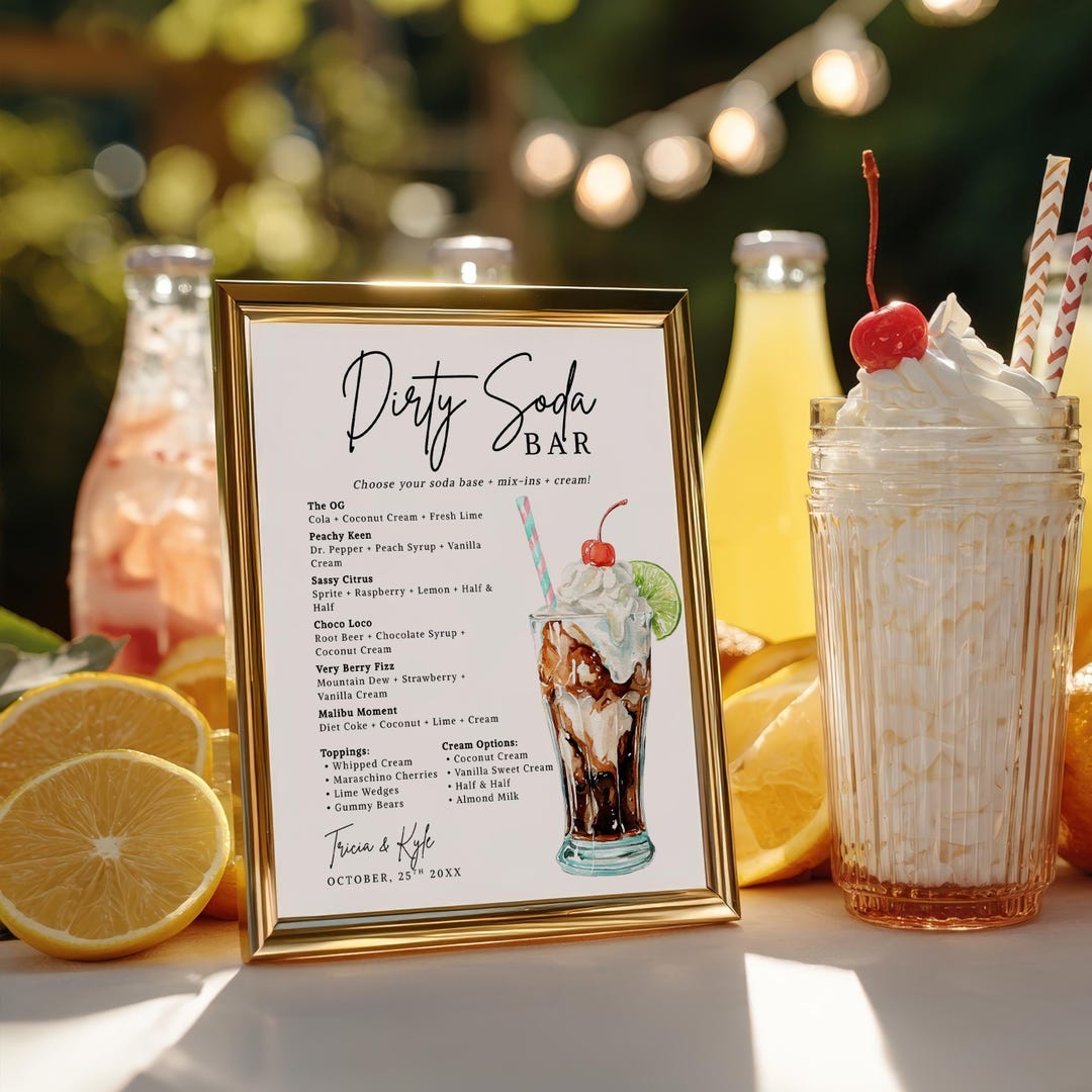 Dirty Soda Bar Sign: Editable Drink Menu Template, Mocktail Bridal ...