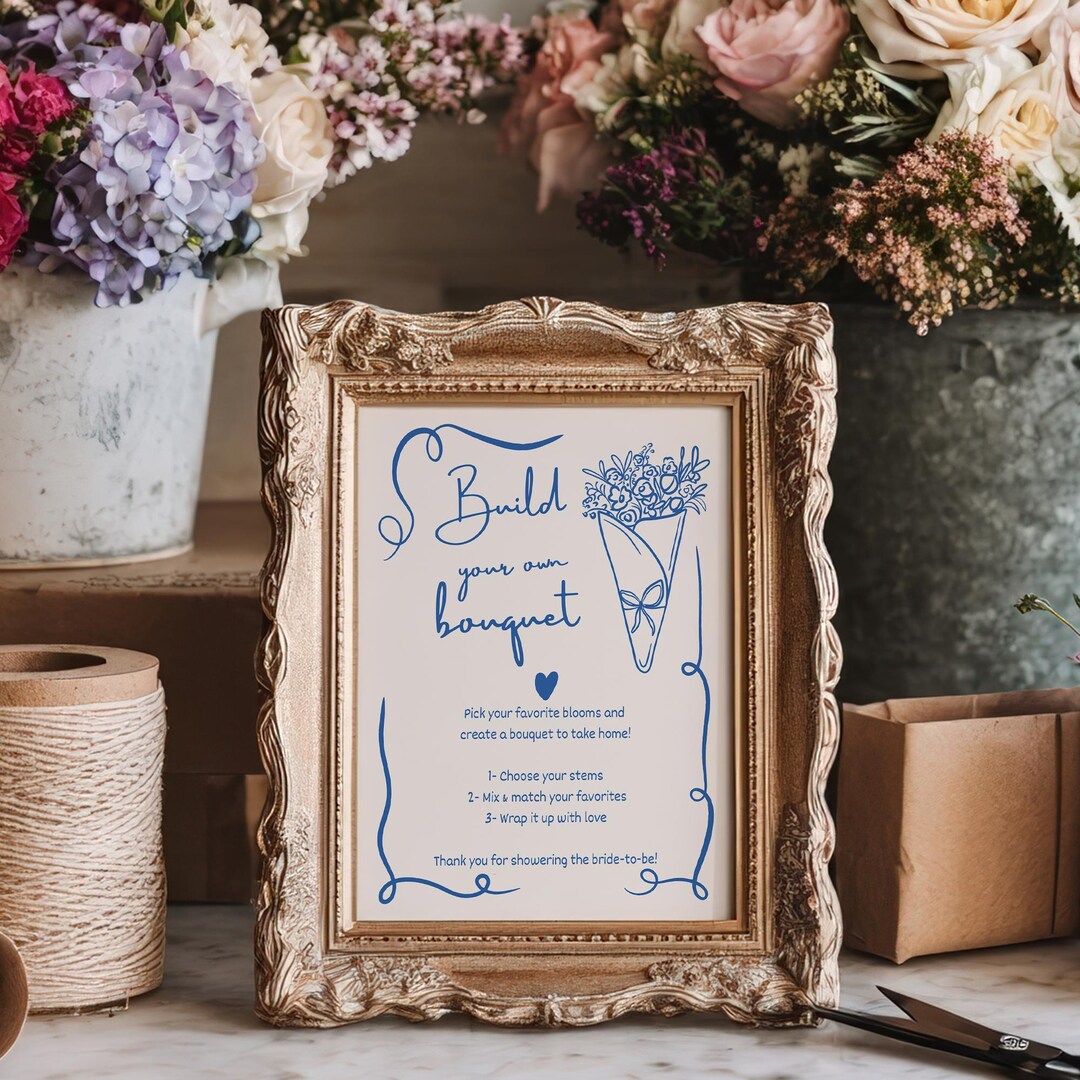 Build Your Own Bouquet Flower Bar Sign Template, Floral Bridal Baby ...
