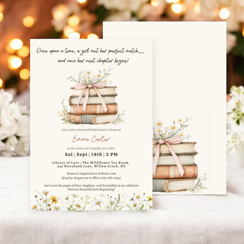 Printable A New Chapter Bridal Shower Invitation – Editable Storybook ...