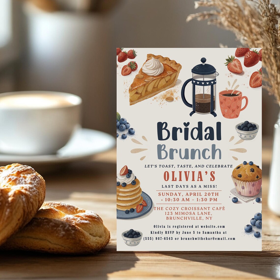 Printable Pastries & Coffee Bridal Brunch Invitation: Editable French ...