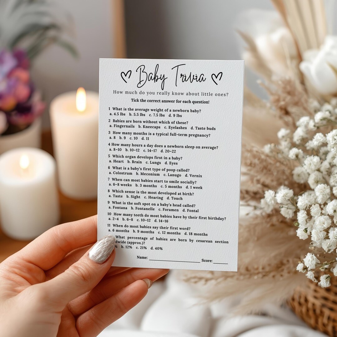 Modern Baby Trivia Shower Game, Minimalist Gender Neutral Printable ...