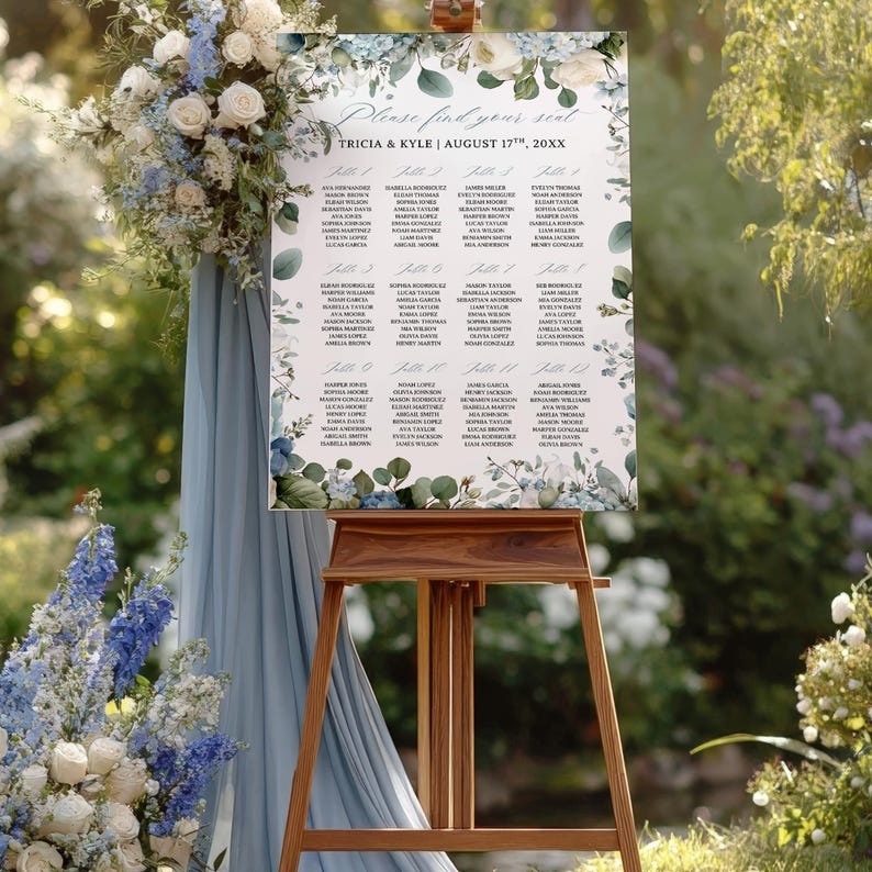 Modelo de convite de casamento com hortênsias em tons de azul ...