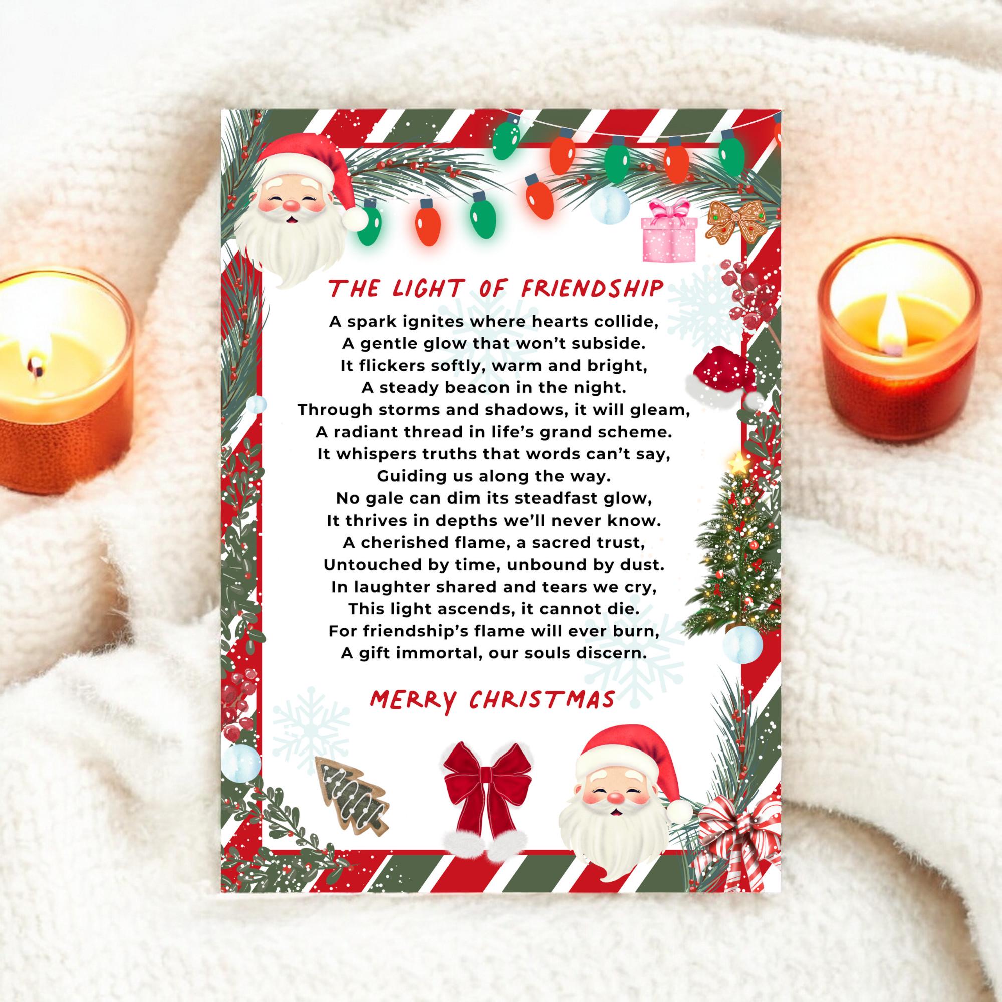 Light of Friendship Christmas Poem Printable: Festive Ready-to-print ...