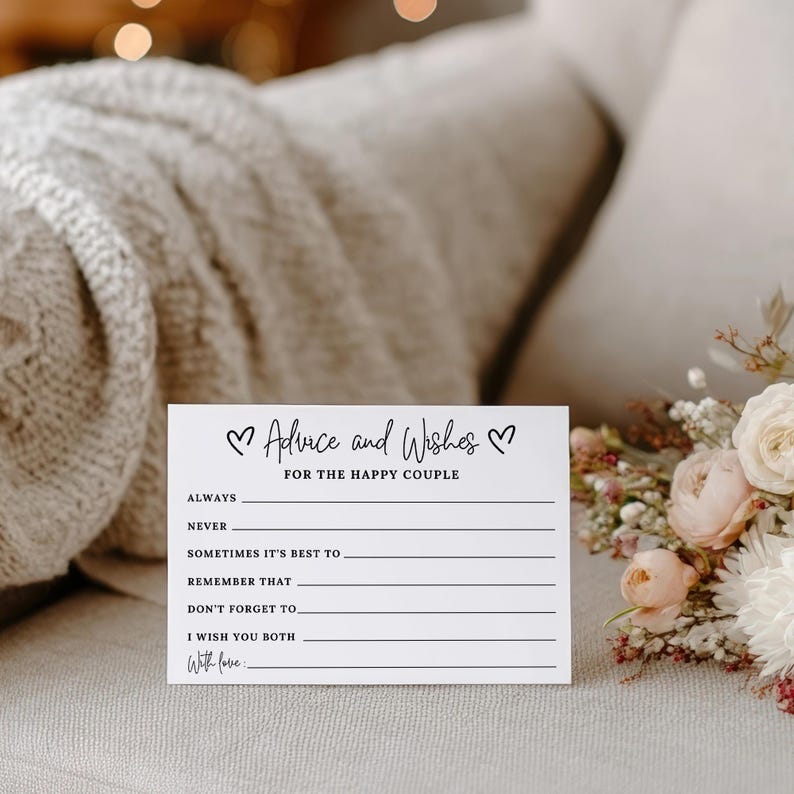 Editable Advice and Wishes for Bride and Groom, Wedding Advice Cards ...