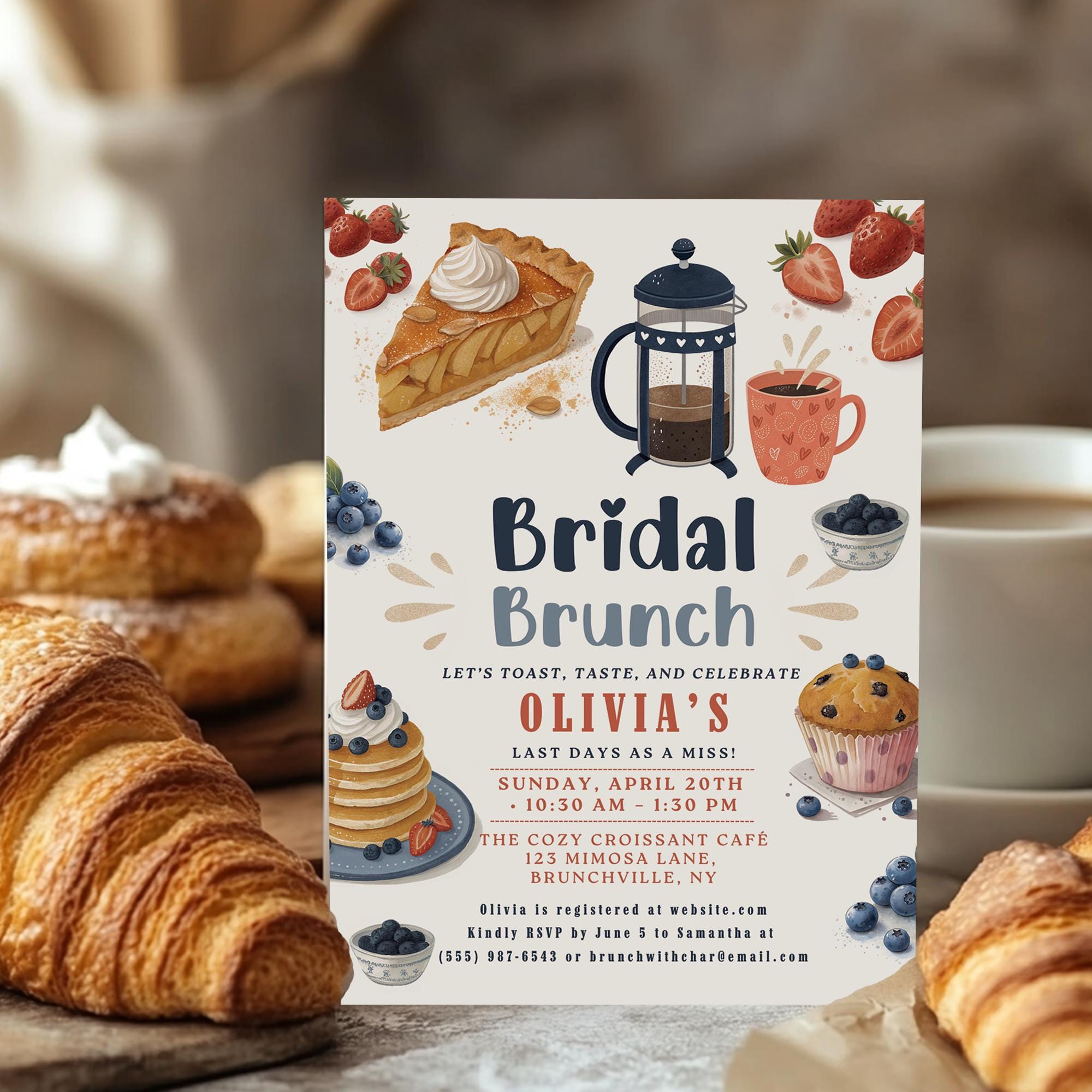 Printable Pastries & Coffee Bridal Brunch Invitation: Editable French ...