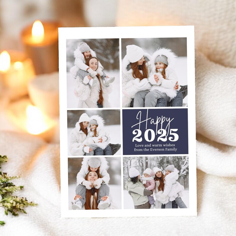 Happy New Year 2025 Six-photo Collage Template| Printable Editable ...