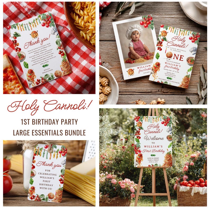 Printable Holy Cannoli Our Little Meatball One: 1st Birthday Invitation ...