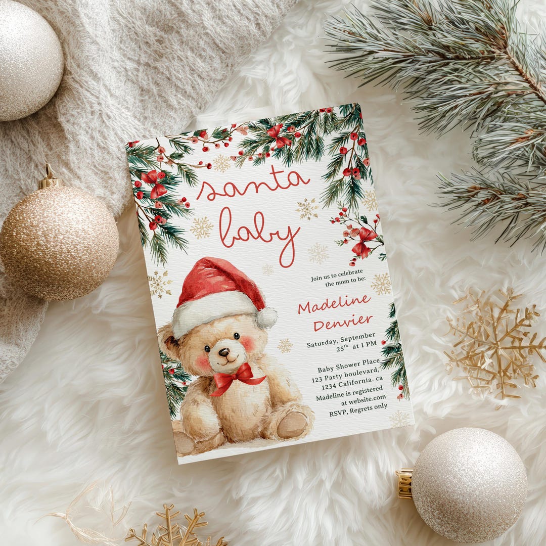 Christmas Santa Baby Shower Invitation & Evite: Bearly Wait Winter ...