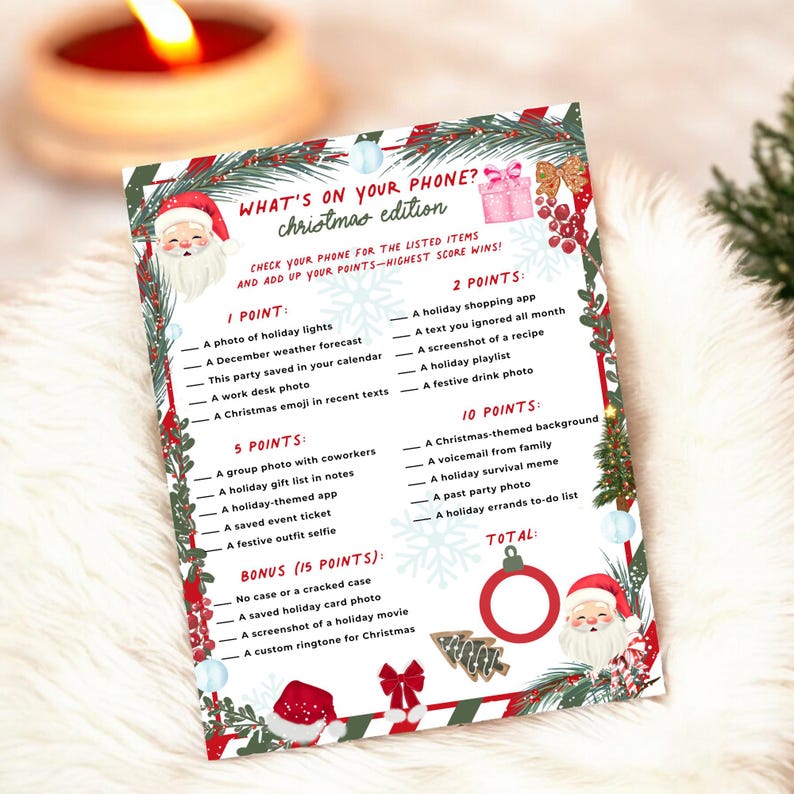 Christmas What's on Your Phone Office Party Game - Fun Printable Pack, Holiday Party Game,work ...