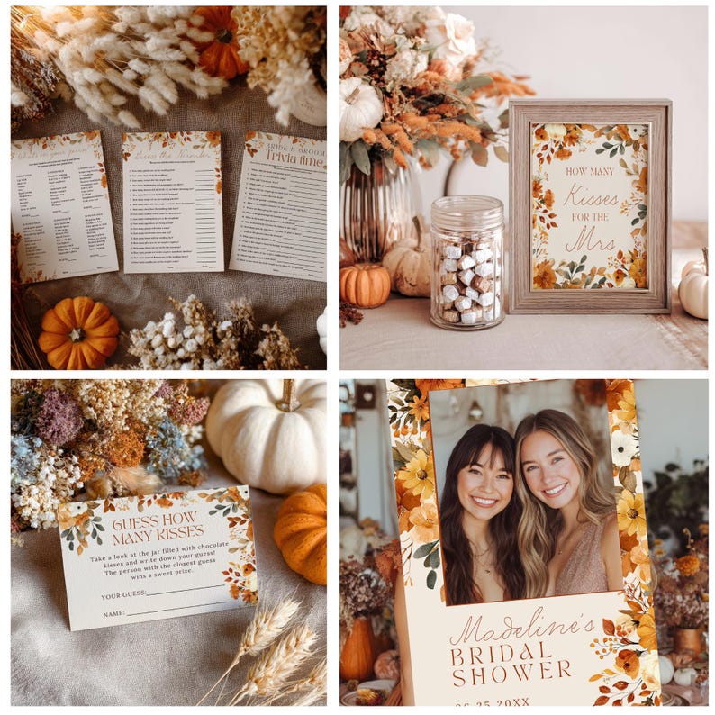 Fall in Love Bridal Shower Bundle: Rustic Earth Tones Autumn Invitation ...
