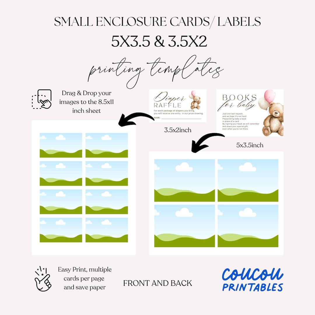 Small Cards Printing Template | 3.5x2, 5x3.5 Easy Canva Drag & Drop ...