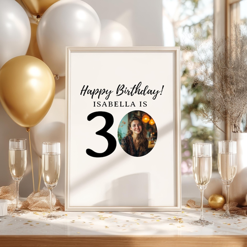 Birthday Signing Board Poster: Minimalist Photo Guestbook Alternative ...
