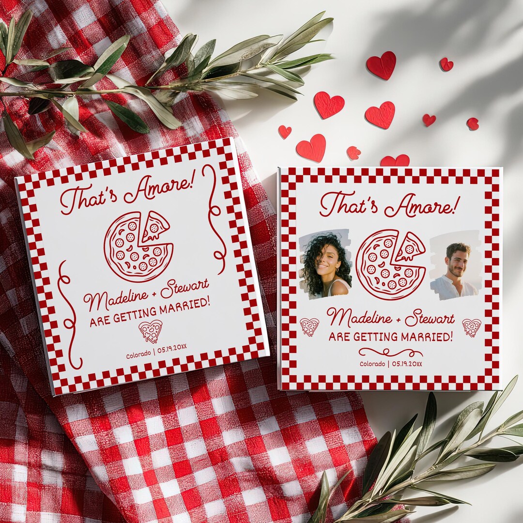 Pizza Box Template Photo Wedding: That’s Amore Italian Engagement Retro ...