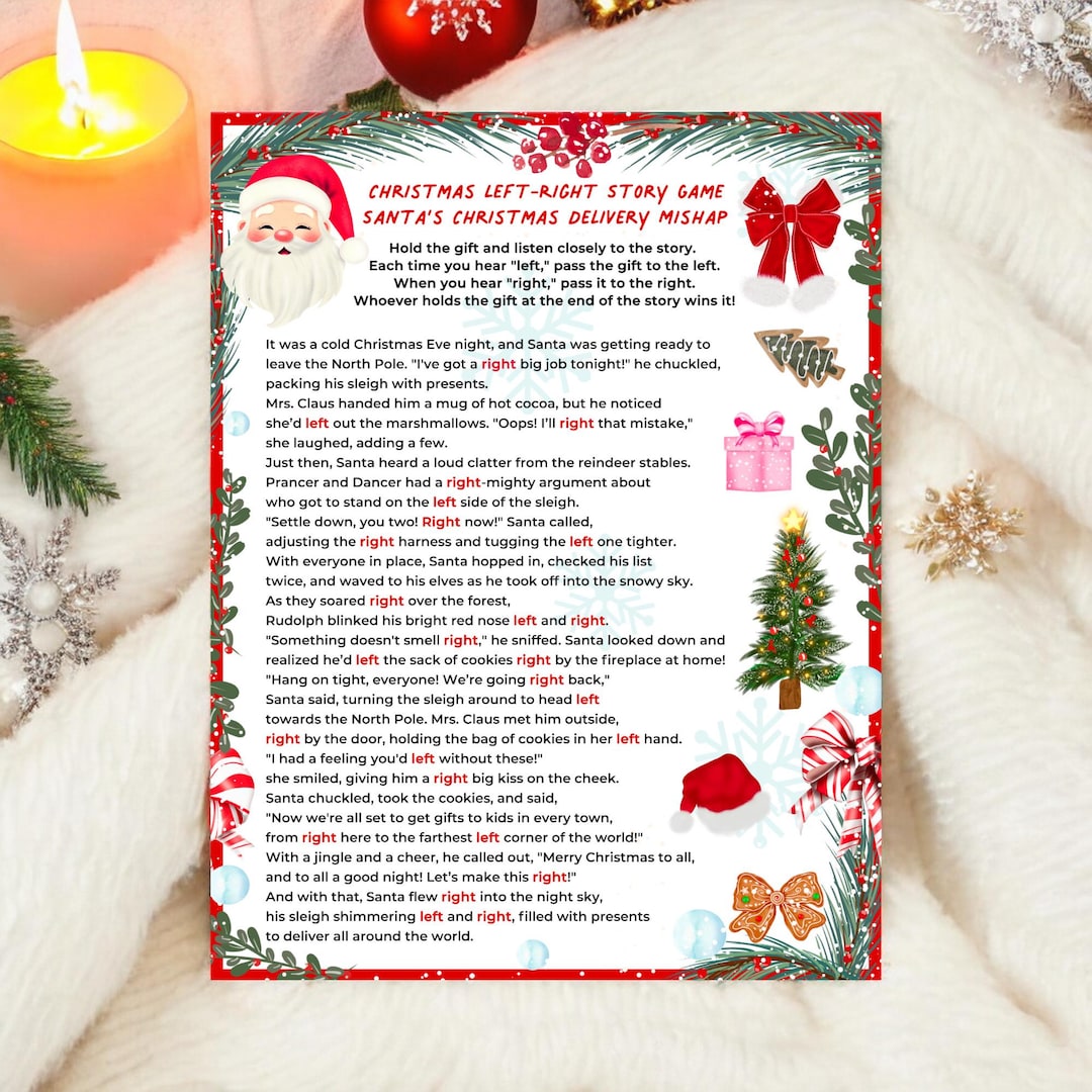 Christmas Left Right Story Game, Santa's Delivery Mishap (PDF, Digital ...