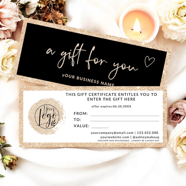 Gold Glitter Gift Certificate Template, Luxury Festive Christmas ...