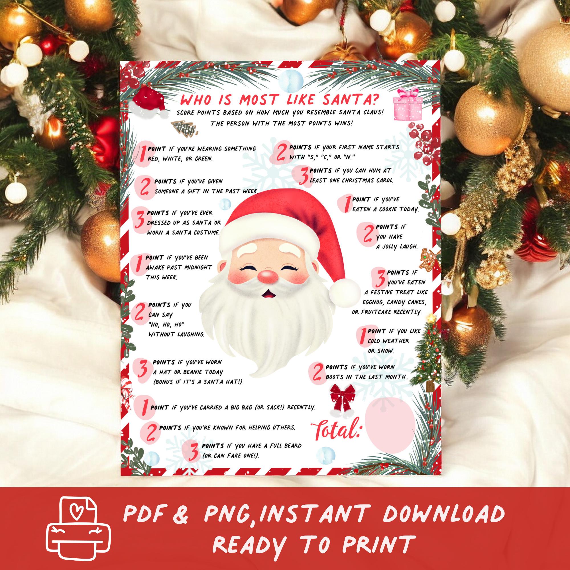 Who is Most Like Santa? Christmas Party Game Printable, Fun Office - Etsy