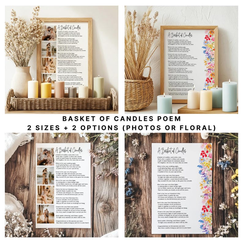 Printable Basket of Candles Poem | 8x10 & 8.5x11 Sign | Wildflower or ...